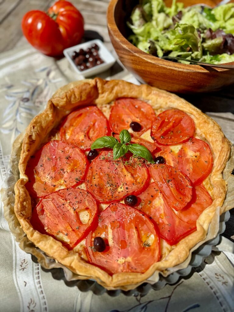 French tomato tart (with Dijon mustard and puff pastry)